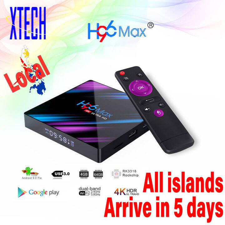 【Philippines Local+COD】 Original US Plug H96 MAX TV Box Android 10 ...