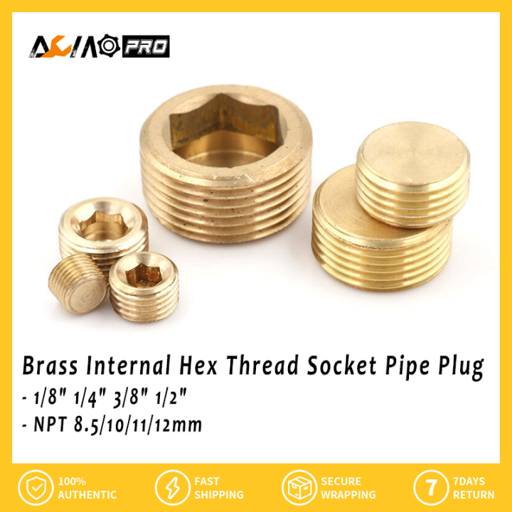 AumoPro 1pc 1/8" 1/4" 3/8" 1/2" NPT Brass Internal Hex Thread Socket ...