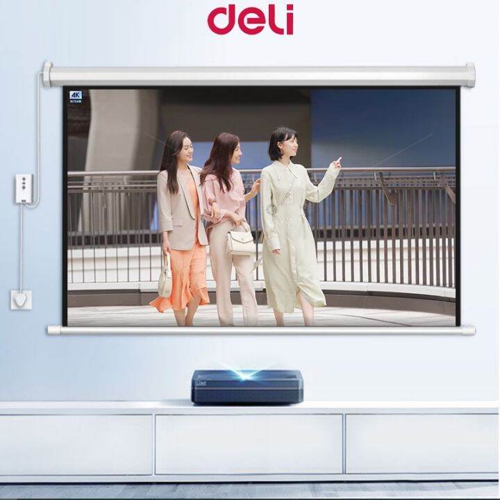 Deli Updated 100' Projection Screen Automatic Roll Up With Remote ...