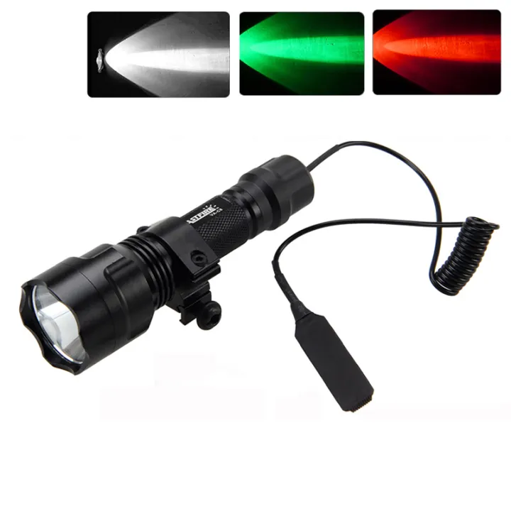 Waterproof 2500lm XML T6 LED Tactical Flashlight Lamp Torch Mount Hunting Light+Pressure Switch ...