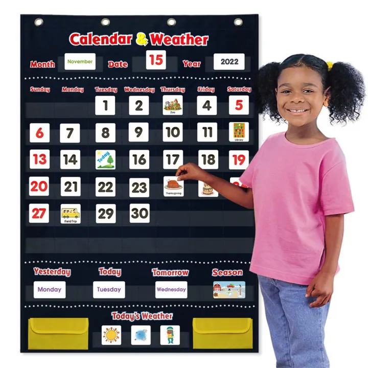BolehDeals Educational Children's My First-Calendar & Weather-Chart ...