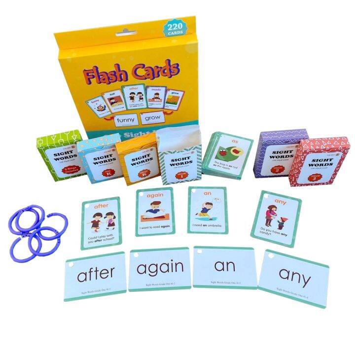 220 Sight Words Educational Memory Flash Card Kids English Learning ...
