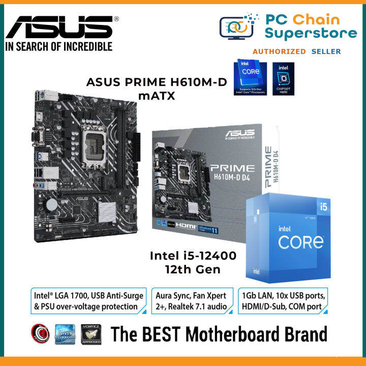 Intel i5-12400 / i5-12400F 12th Gen Processor + ASUS PRIME H610M-D D4 mATX Motherboard | Lazada PH