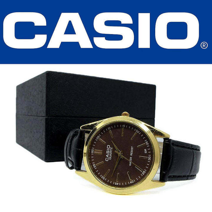 [CS] Analog Quartz Leather Strap Black Dial Watches With FreeBox(Black ...