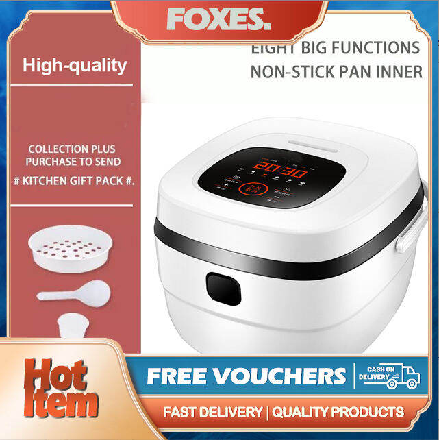 Electric rice cooker, 5L large capacity touch control 24-hour preset timer multi-function cooker ...