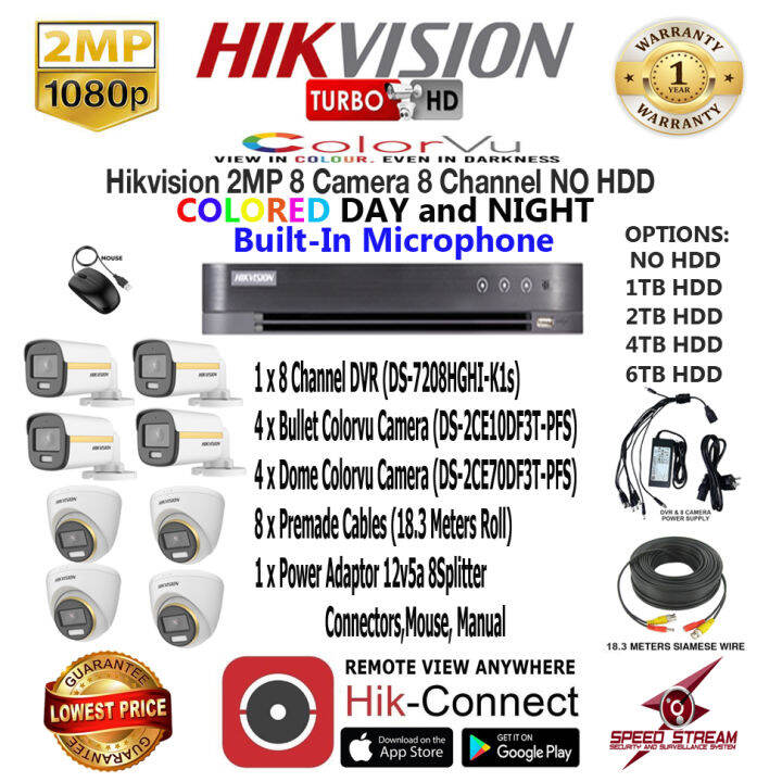 Hikvision Colorvu Audio 2MP 8 Camera 8 Channel DVR KIT | Lazada PH