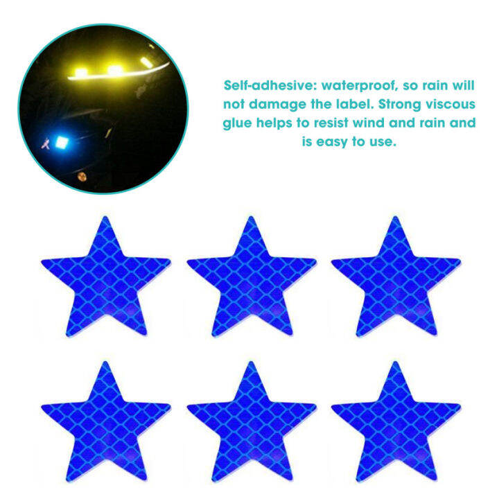 6 pcs Star Shape Reflective Reflector Sticker Self Adhesive Safety ...
