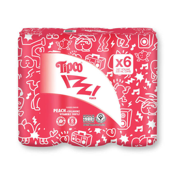 [พร้อมส่ง!!!] ทิปโก้ อิซซี่ สปาร์คกิ้งรสพีช 330 มล. x 6 กระป๋องTipco ...