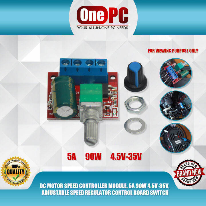 DC MOTOR SPEED CONTROLLER MODULE, 5A 90W 4.5V-35V, ADJUSTABLE SPEED ...