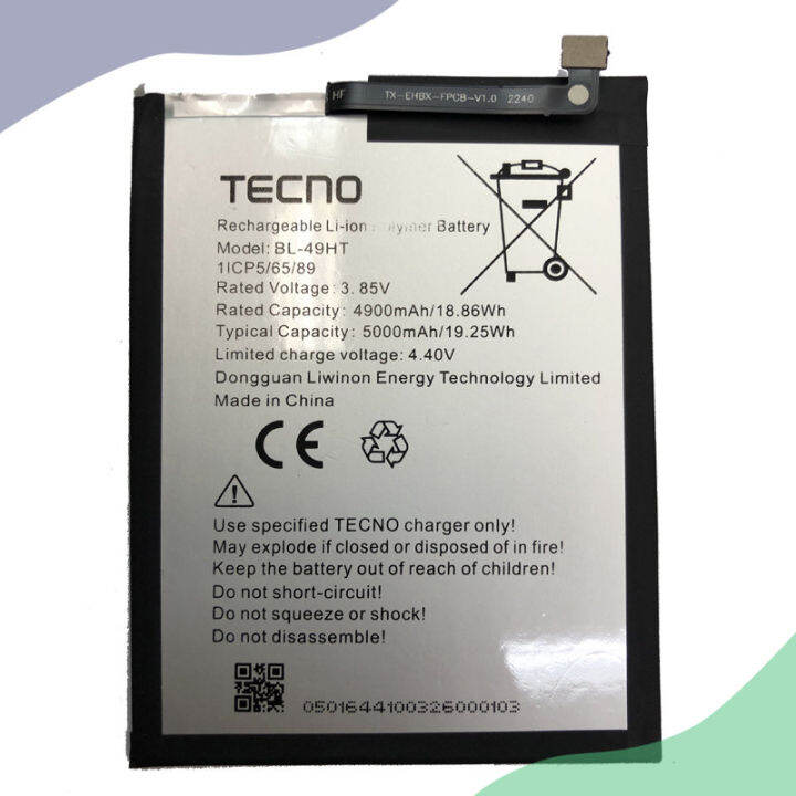 Original แบตเตอรี่ Tecno Spark 6 KE7 battery แบต BL-49HT 5000mAh รับ ...