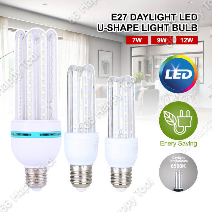 E27 Daylight LED U-Shape Bulb 7W/9W/12W 6500K Energy Saving Cold White ...