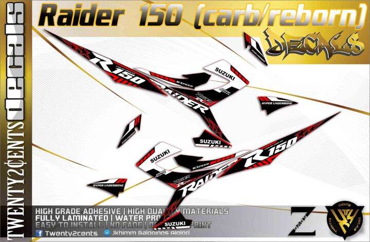High-Quality Decals and Stickers for suzuki Raider 150 Reborn / Carb ...