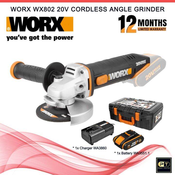 WORX WX802 Cordless Angle Grinder 20v Battery Grinder | Lazada