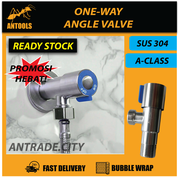 BLUE SUS304 Stainless Steel Quarter Turn Angle Valve 1/2 Inch One Way ...