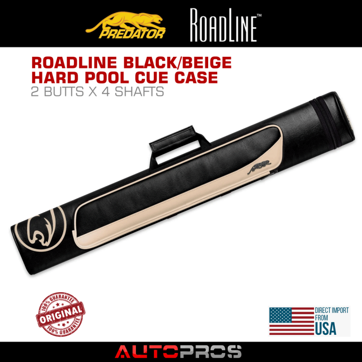 Predator Roadline Black/Beige Hard Pool Cue Case - 2 Butts x 4 Shafts ...
