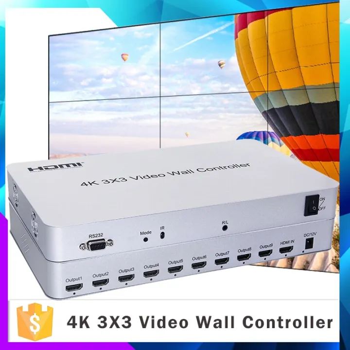 4K 3x3 Video Wall Controller with AI Audio 2x2 1x3 1x4 2x3 2x4 5x1 4x1 ...