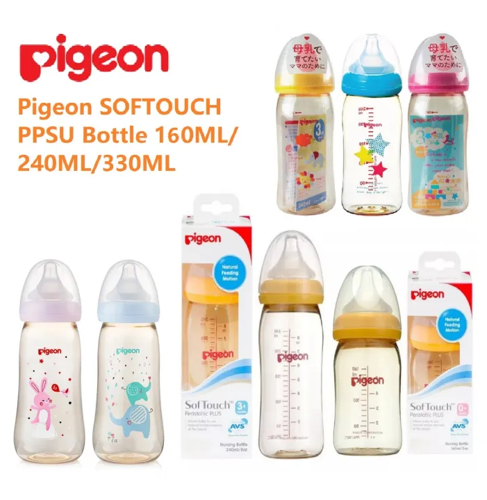 Pigeon SofTouch Peristaltic Wide Neck PPSU Nursing Bottle 160ml/240ml/330ml | Lazada