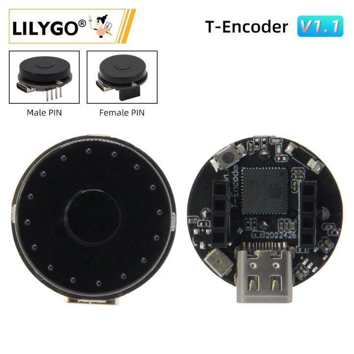 LILYGO® TTGO T-Encoder ESP32 Wireless Module RGB LED Ring Encoder T-U2T Downloader Wifi ...