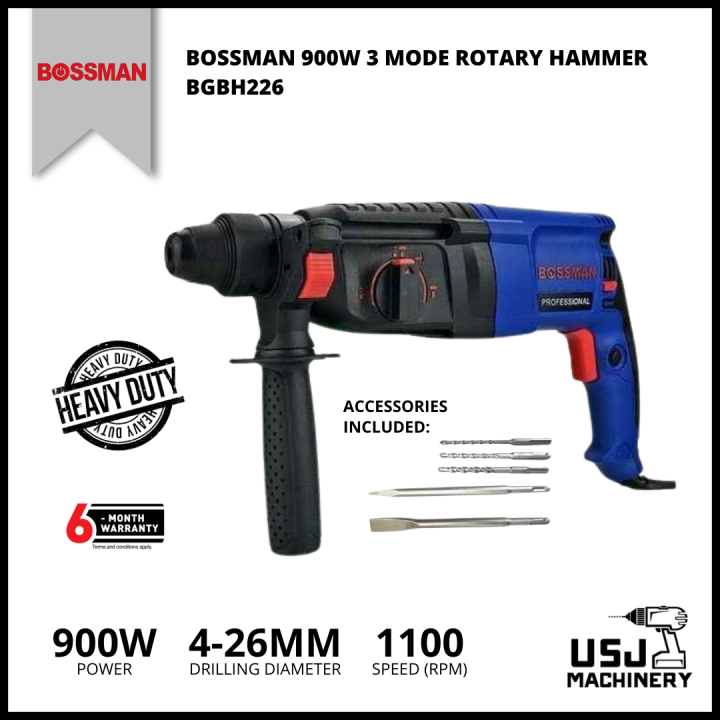 BOSSMAN 900W 3 Mode Rotary Hammer BGBH226 | 6 Months Warranty | Lazada