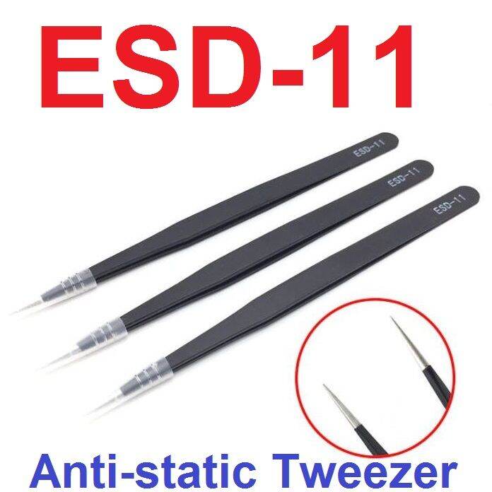 ESD-11 Anti-static Curved Straight Tip Forceps Precision Soldering ...