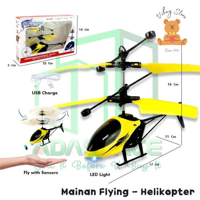 Mainan Flying Heli Poli Duck Pikachu Hello Kitty Terbang Sensor Tangan ...