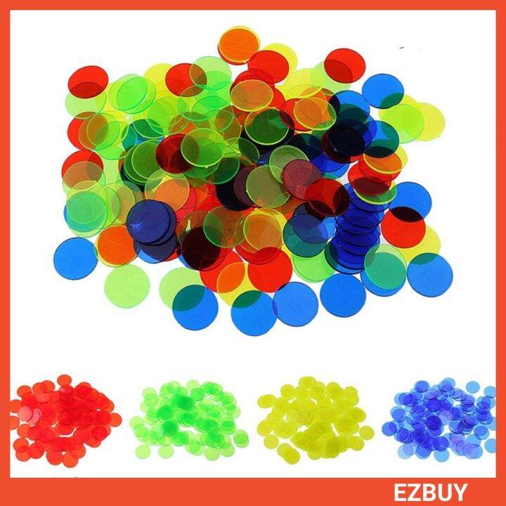 [EY] 100Pcs 19mm Chips Transparent Color Counting Math Game Counters ...