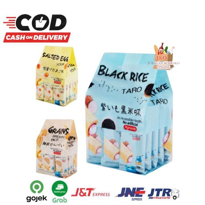 IBO I.B.O Grains Brown Rice Cake Black Rice Taro Salted Egg Yolk 150 gr 1 pack isi 15 pcs Rice ...