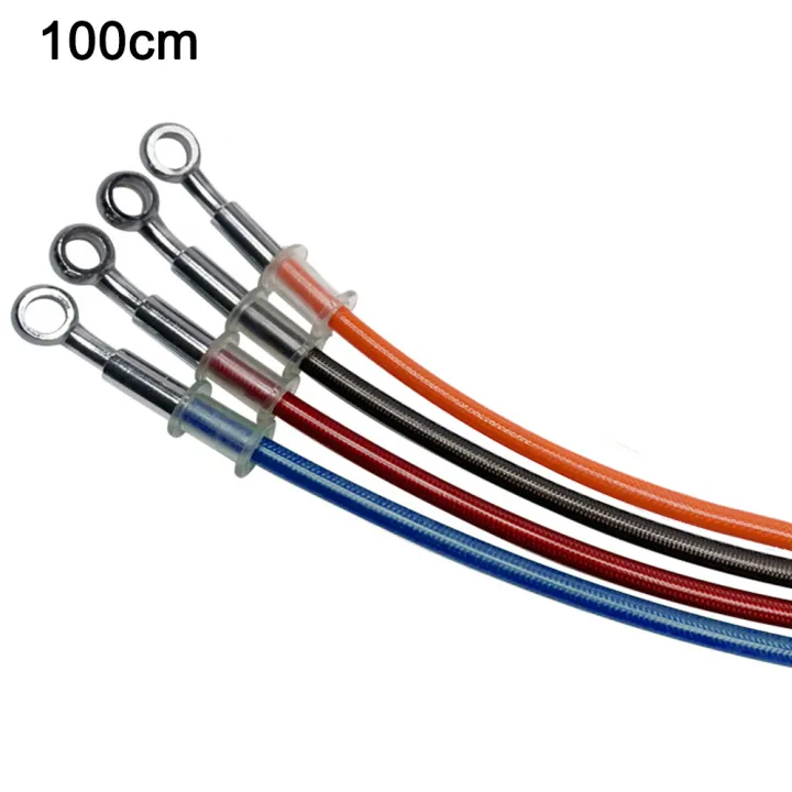 Universal 100cm Motorcycle Dirt Bike Braided Brake Hose Line Steel ...