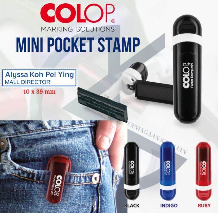 Custom Made COLOP Self-Inking Mini Pocket Stamp Chop / Potable Stamp Chop | Lazada