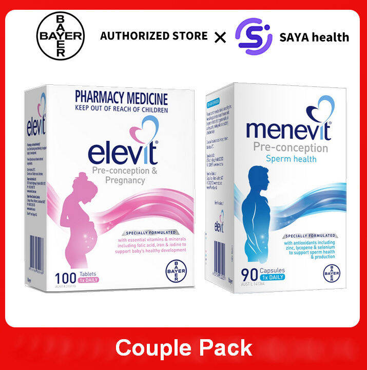 Bayer Pre-Pregnancy Couple Pack Women Elevit Pregnancy Multivitamin 100 ...