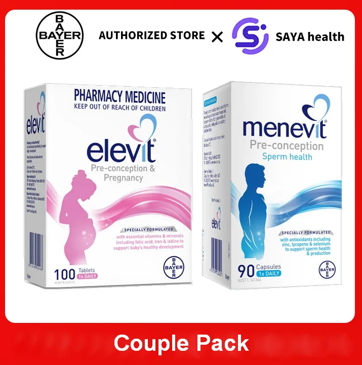 Bayer Pre-Pregnancy Couple Pack Women Elevit Pregnancy Multivitamin 100 ...