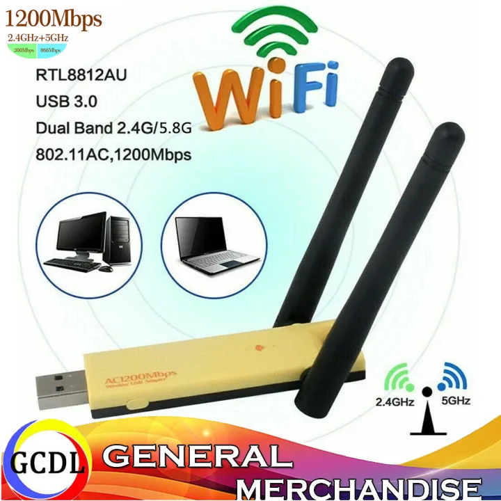 1200 Mbps AC1200 USB Dual Band Wireless USB Adapter WiFi 2.4 GHz / 5.0 ...