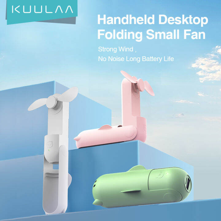 KUULAA Mini Foldable Fan with 2000 mAh Backup Battery Rchargeable Hand ...