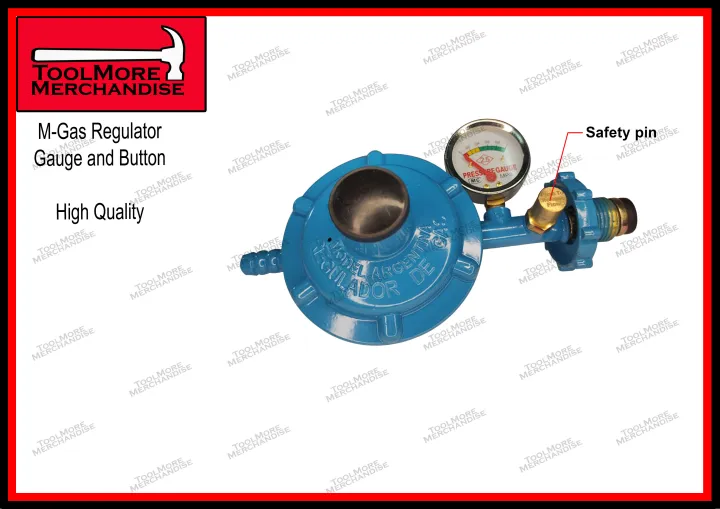 K-345 LPG Regulator W/Gauge & Automatic Shut Off Safety Pin + LPG Hose ...