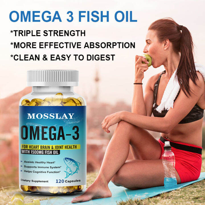 Helps Support Brain & Heart Health, Includes EPA & DHA - 1500mg - MOSSLY Omega - 3 Fish Oil ...