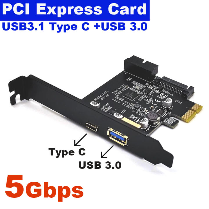 USB 3.1 PCI Express Card Adapter USB3.1 Type C 19pin USB 3.0 PCI-E Controller USB3 PCIE X1 ...