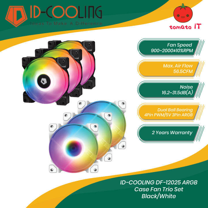 ID-COOLING DF-12025 ARGB Case Fan Trio Set - Black/White | Lazada