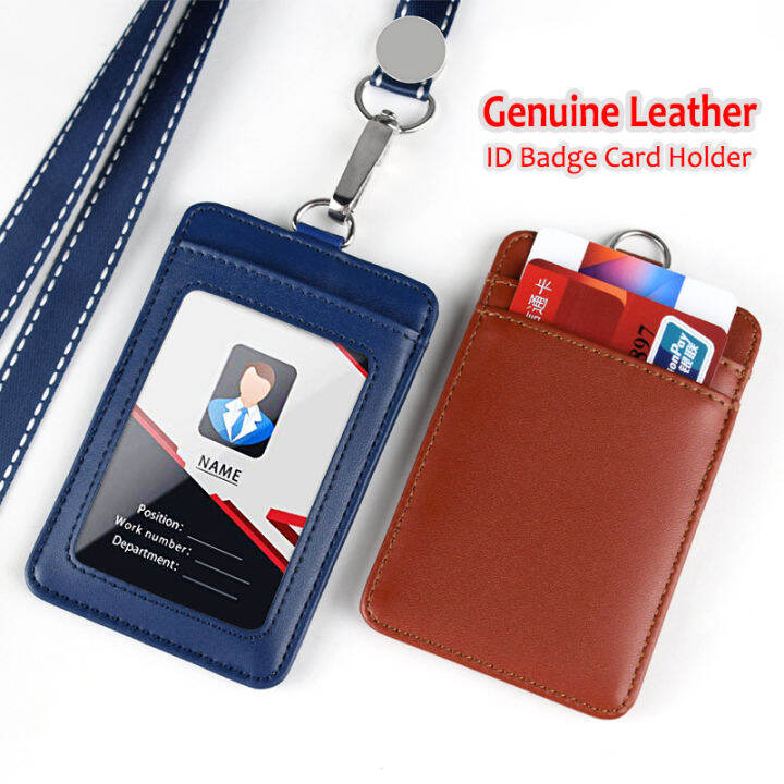 NEW 2023 Real Leather Staff Office Worker Badge Card Holder Business new-2023-real-leather-staff-office-worker-badge-card-holder-business