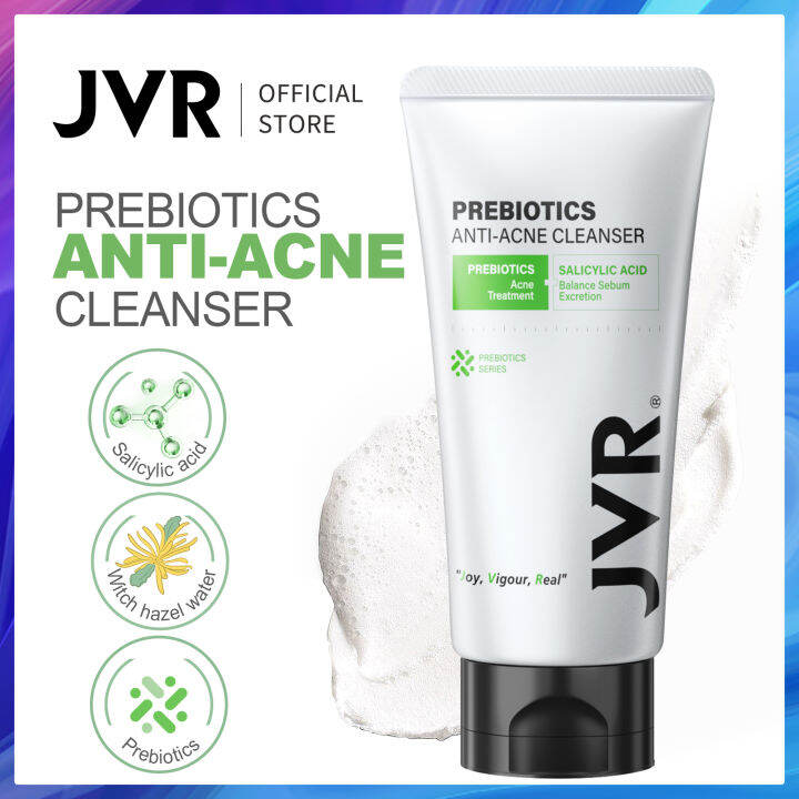 JVR Sữa Rửa Mặt Ngăn Ngừa Mụn Prebiotics 100G Sữa Rửa Mặt Điều Trị Mụn Bằng Axit Salicylic BHA ...