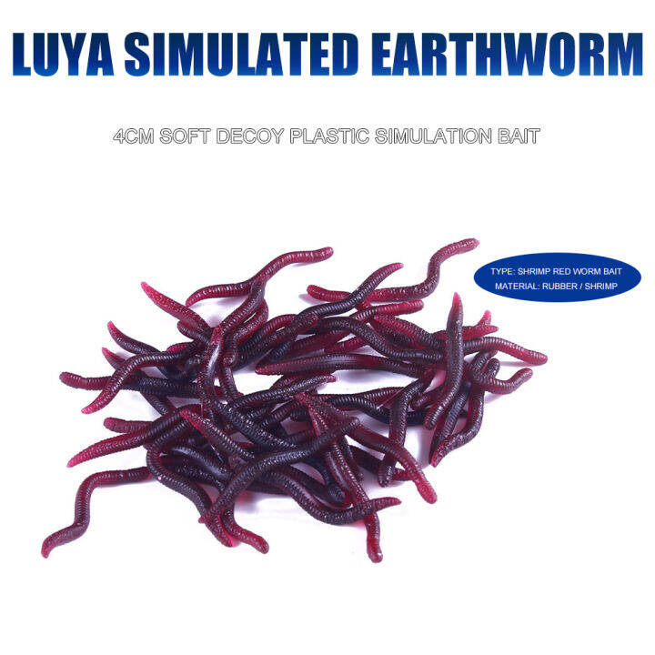 {Ready}50pcs/Set Red Worm Soft Lure Earthworm Shrimp Bass Artificial ...