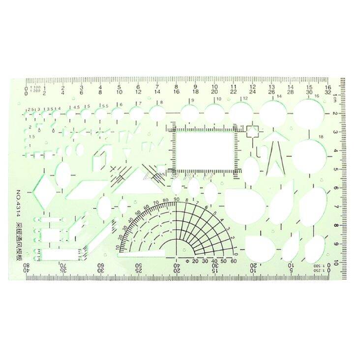 CWPlastic Ruler Rectangle Circle Shape Geometric Drawing Template Ruler ...