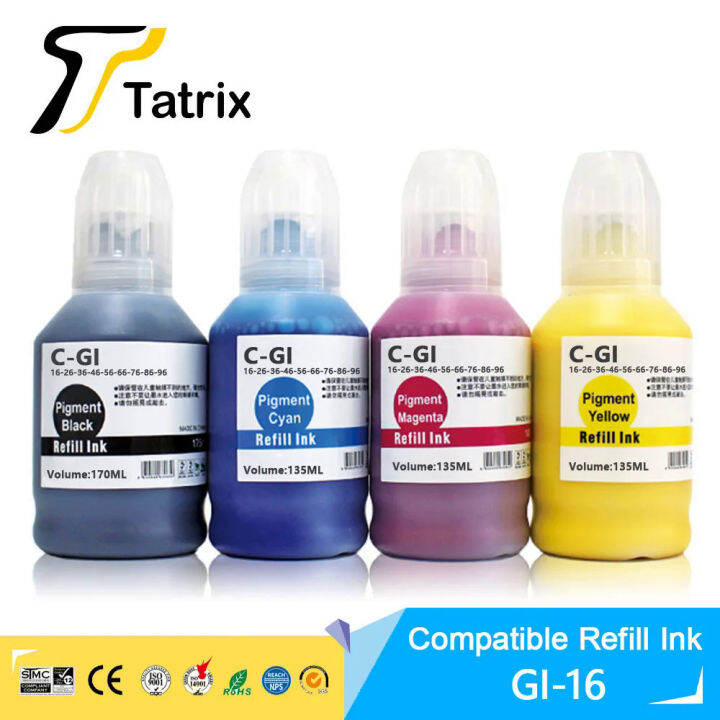 Tatrix GI 16 GI-16พรีเมี่ยมเข้ากันได้สีน้ำเป็นกลุ่มที่ใช้ขวดเติมหมึกสำหรับ Canon MAXIFY GX6010 ...