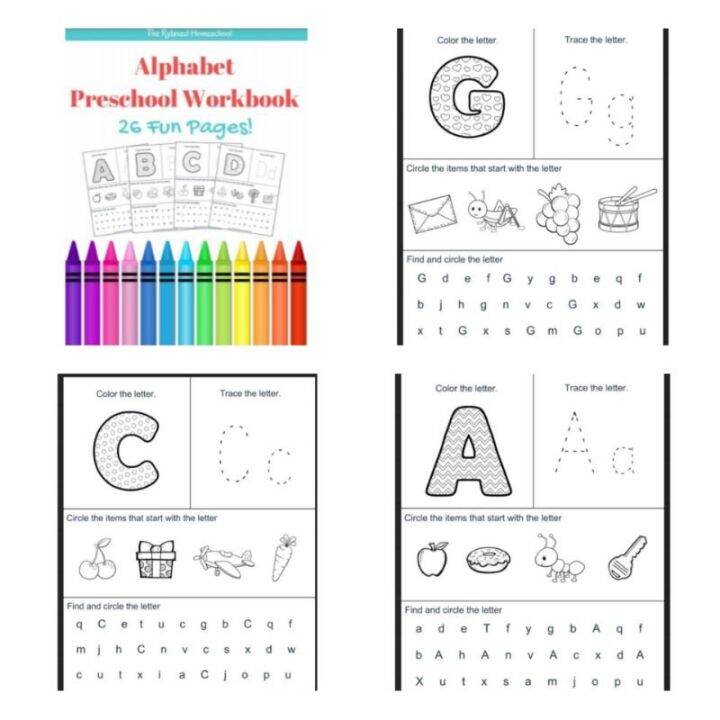 (002) Hard copy~ Kindergarten Alphabet 26 Letters A-to-Z Find Draw ...