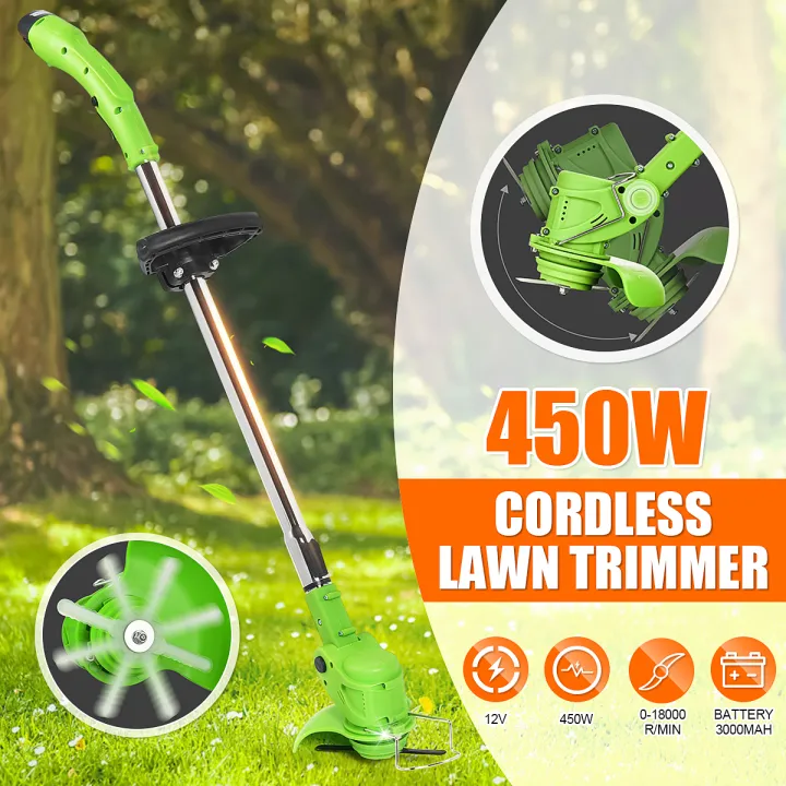 450W 3000mAh 12V Electric Wireless Grass Trimmer Rechargeable ...