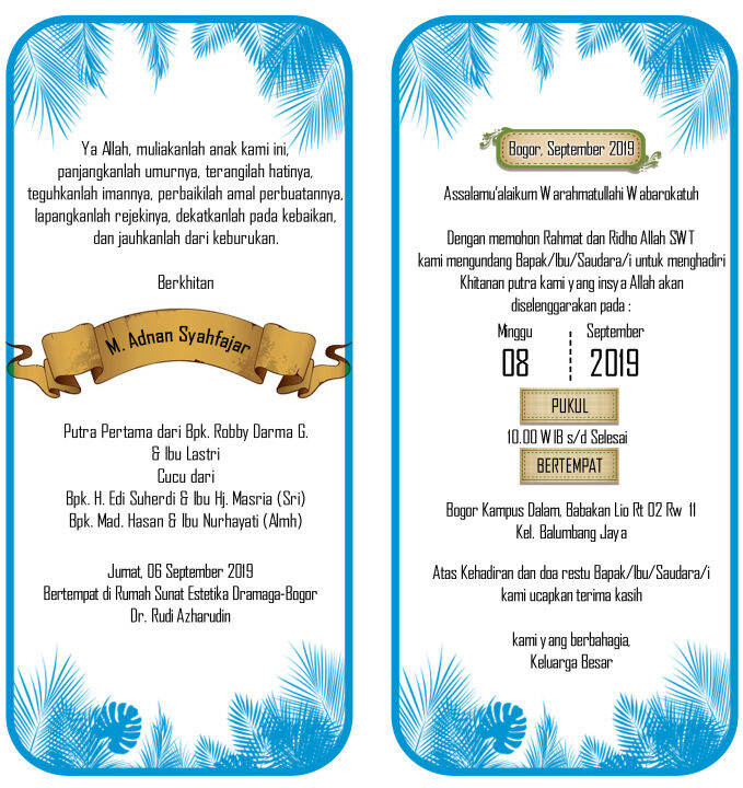 (50 lembar) cetak PRINT undangan sunat sunatan khitan khitanan hemat ...