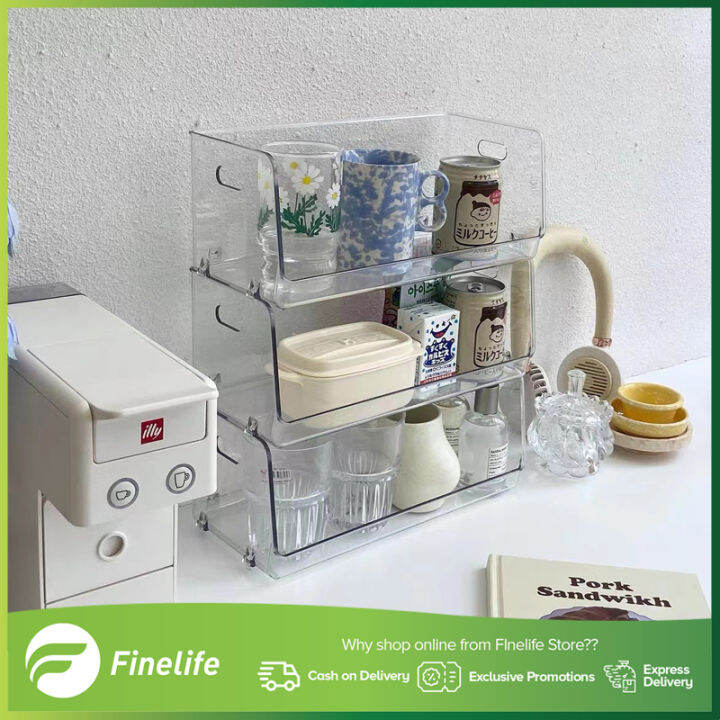 Finelife desktop storage box kitchen acrylic transparent coffee storage ...