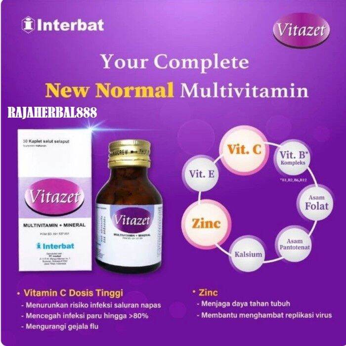 VITAMIN VITAZET MENJAGA DAYA TAHAN TUBUH + ZINC SUPLEMEN ISI 30 TABLET ...