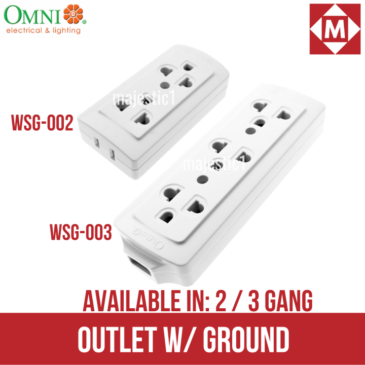 Omni Surface Convenience Outlet w/ Ground 2 Gang 10A 250V WSG-002/ 3 ...