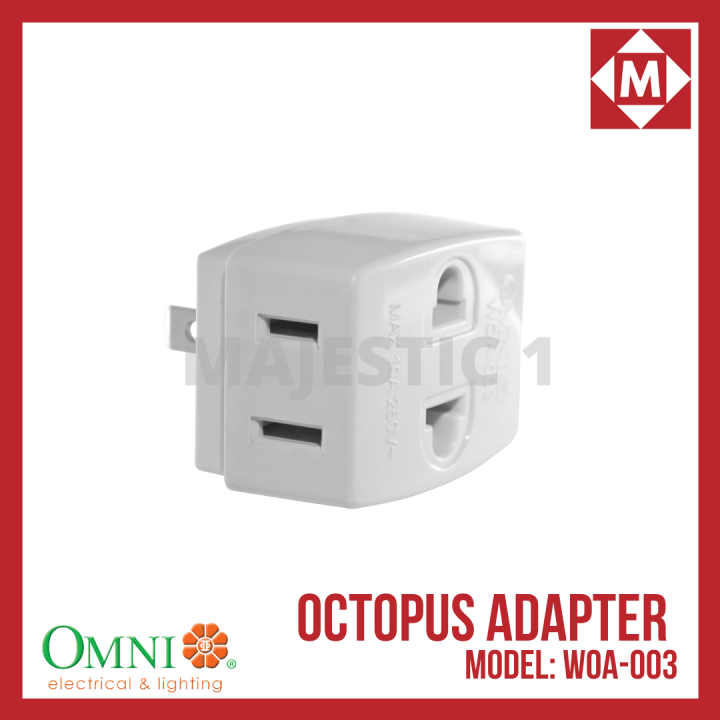 OMNI Octopus Adapter 10A 250V Triple Tap to Flat Pin WOA-003 | Lazada PH