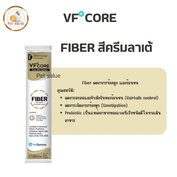 FIBER สีครีมลาเต้ ลดการสะสมและจับตัวกันของก้อนขน VF CORE แบบซอง อาหาร ...